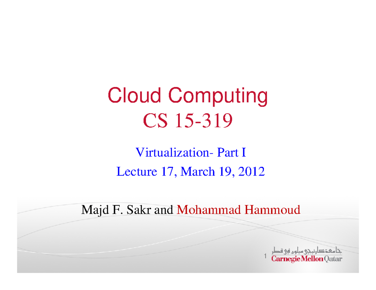11 Virtualization-1 Teaching tuyêt - Cloud Computing CS 15 ...