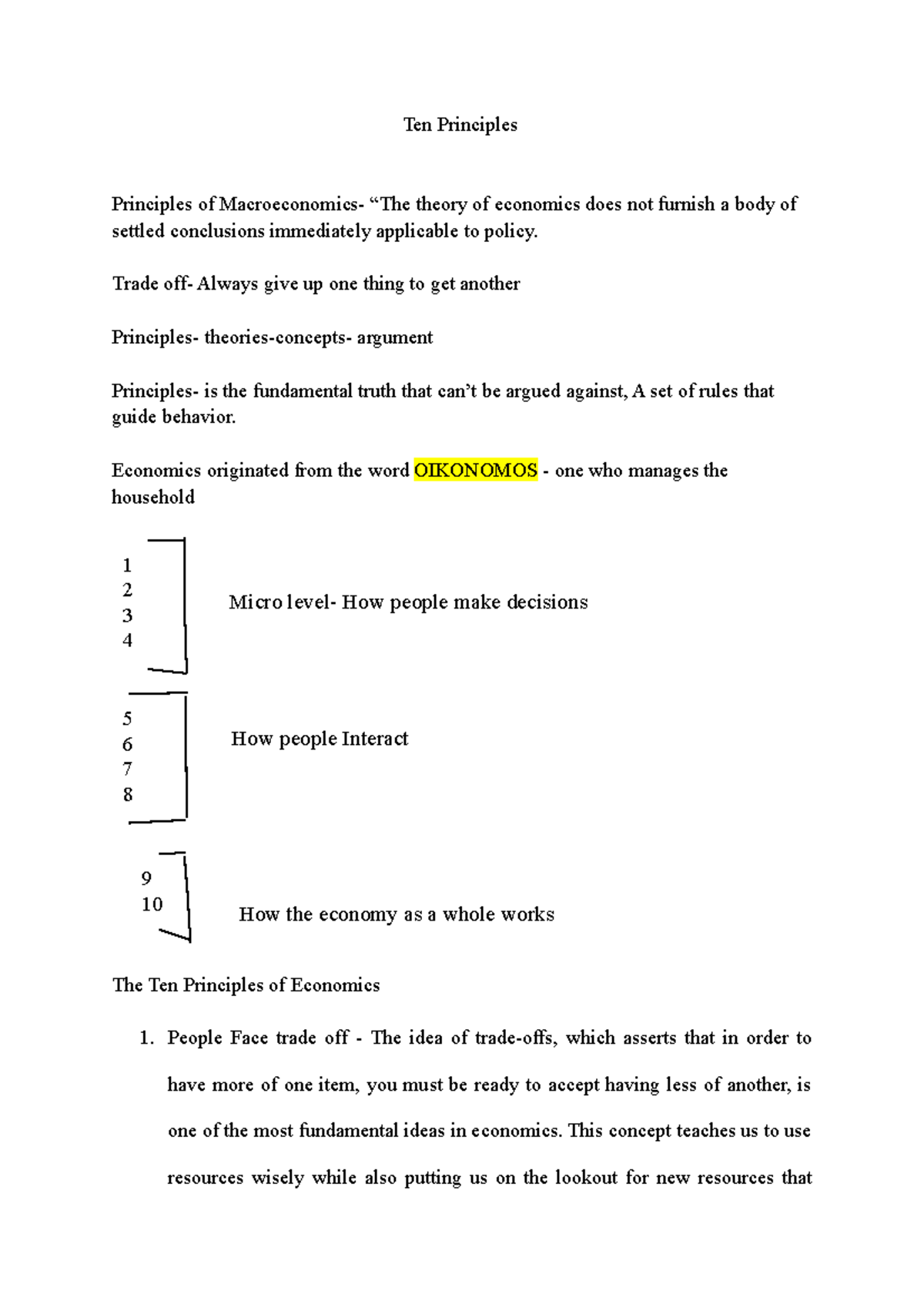 Macro Econ DOC - ten principles of Marco econ - Ten Principles Principles of Macroeconomics ...