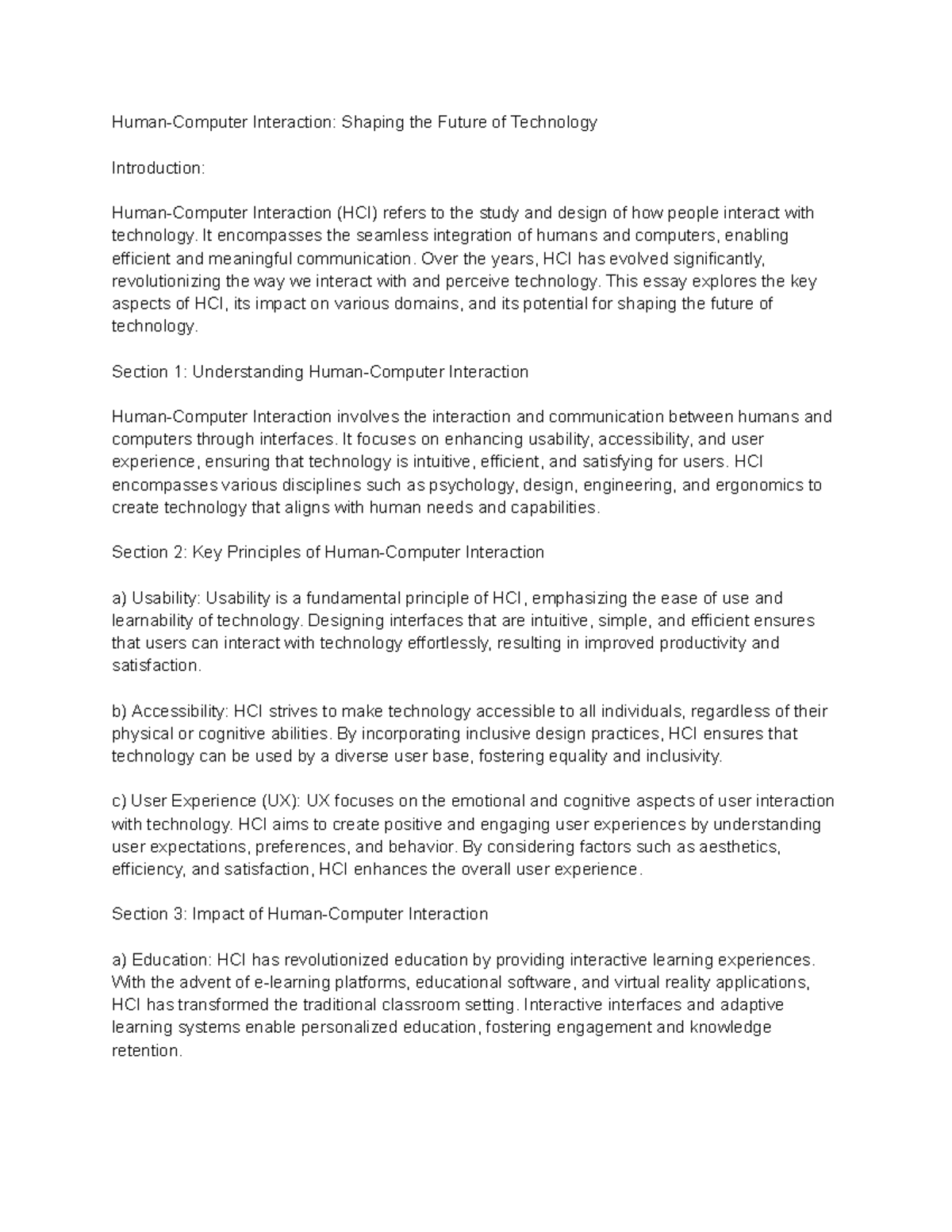 Human-Computer Interaction Shaping the Future of Technology - Human ...