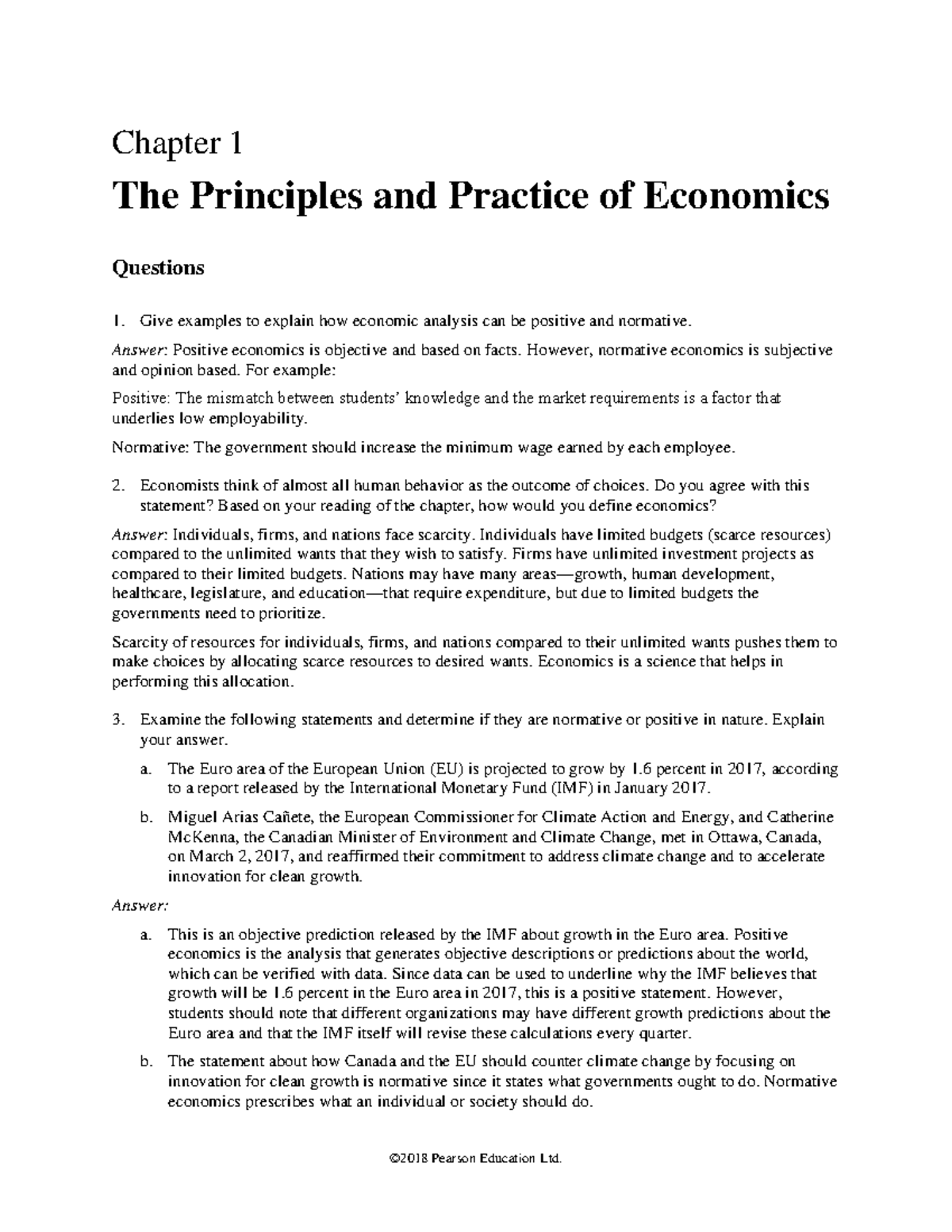 Ch01 Solution - Questions and Answers related to Micro Economics ...