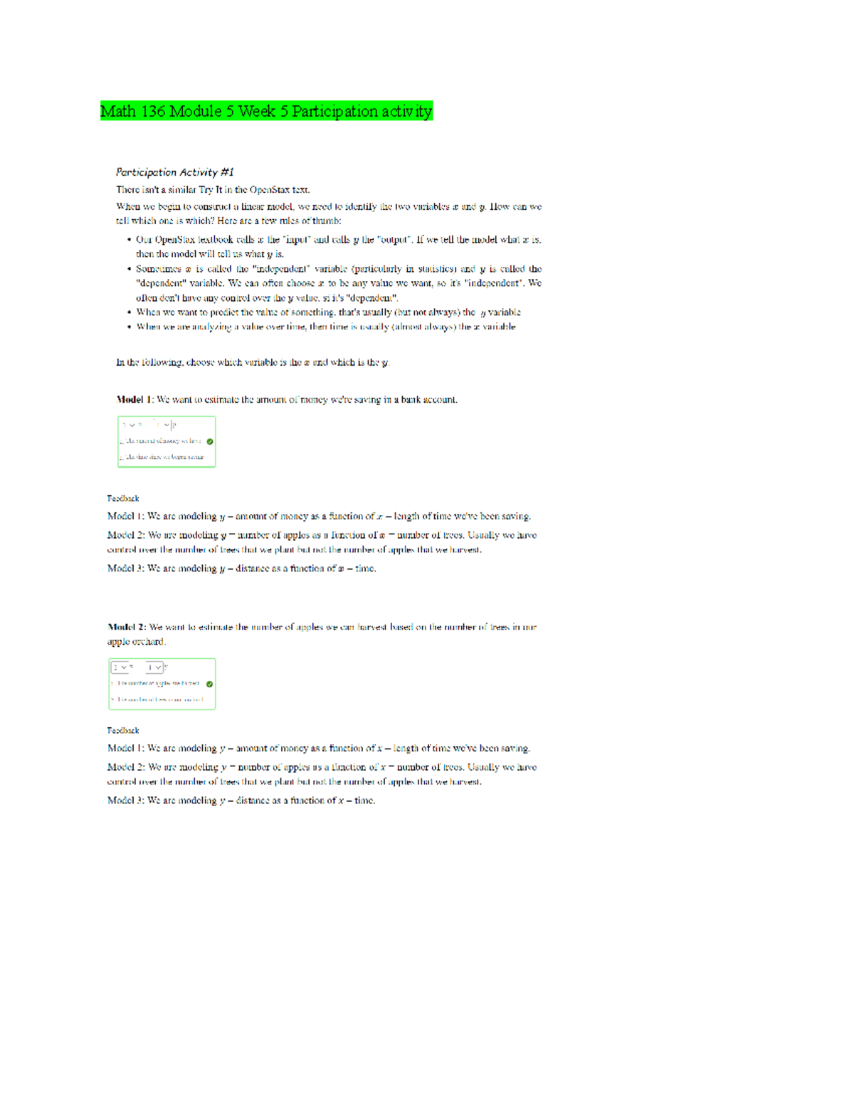 Mat136 Module 5 Participation Activity - MAT136 - Math 136 Module 5 Week 5 Participation ...