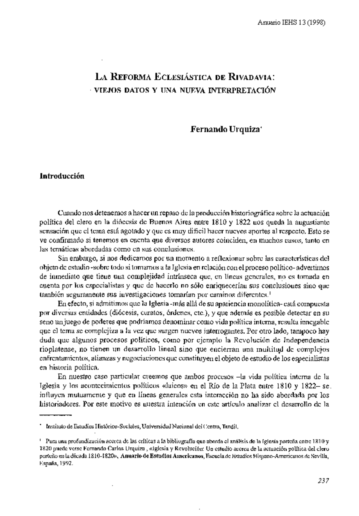010 - Urquiza Fernando - Las Reformas Eclesiasticas de Rivadavia - LA ...