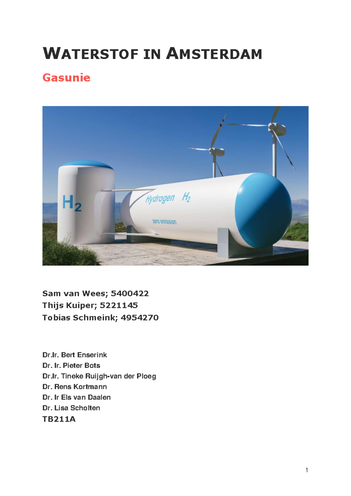 Analyse MAS Groep 48 eindrapport - WATERSTOF IN AMSTERDAM Gasunie Sam ...