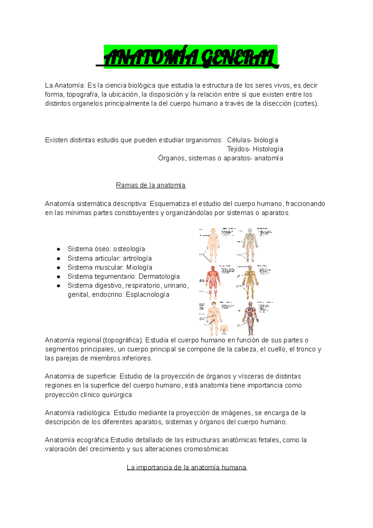 Resumen Orientacion Anat., Osteol., Miol., Artrologia - A NATOMÍA ...