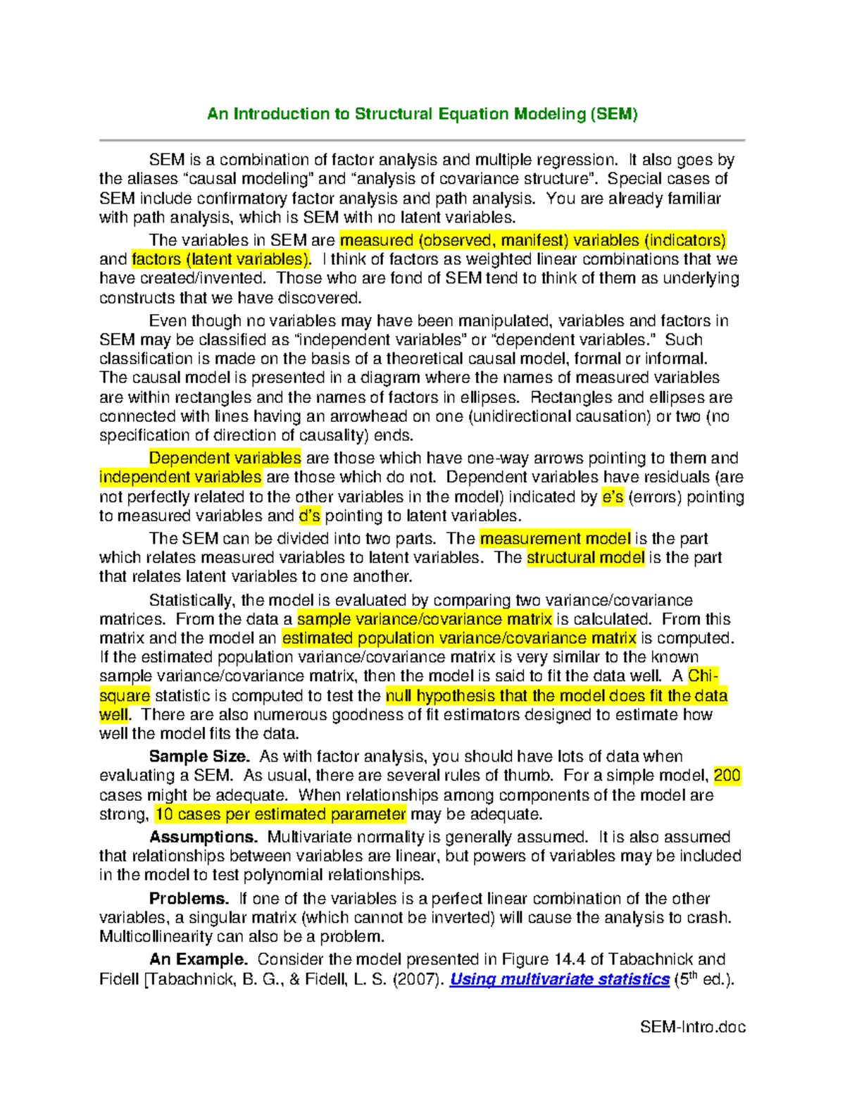 An Introduction to Structural Equation Modeling - It also goes the ...
