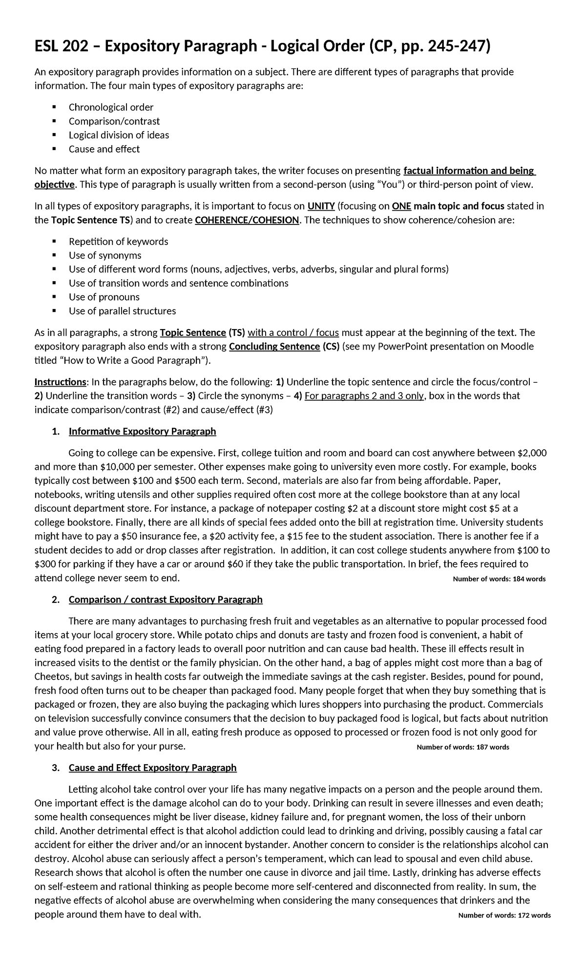 202 Expository Paragraph Presentation - ESL 202 – Expository Paragraph ...