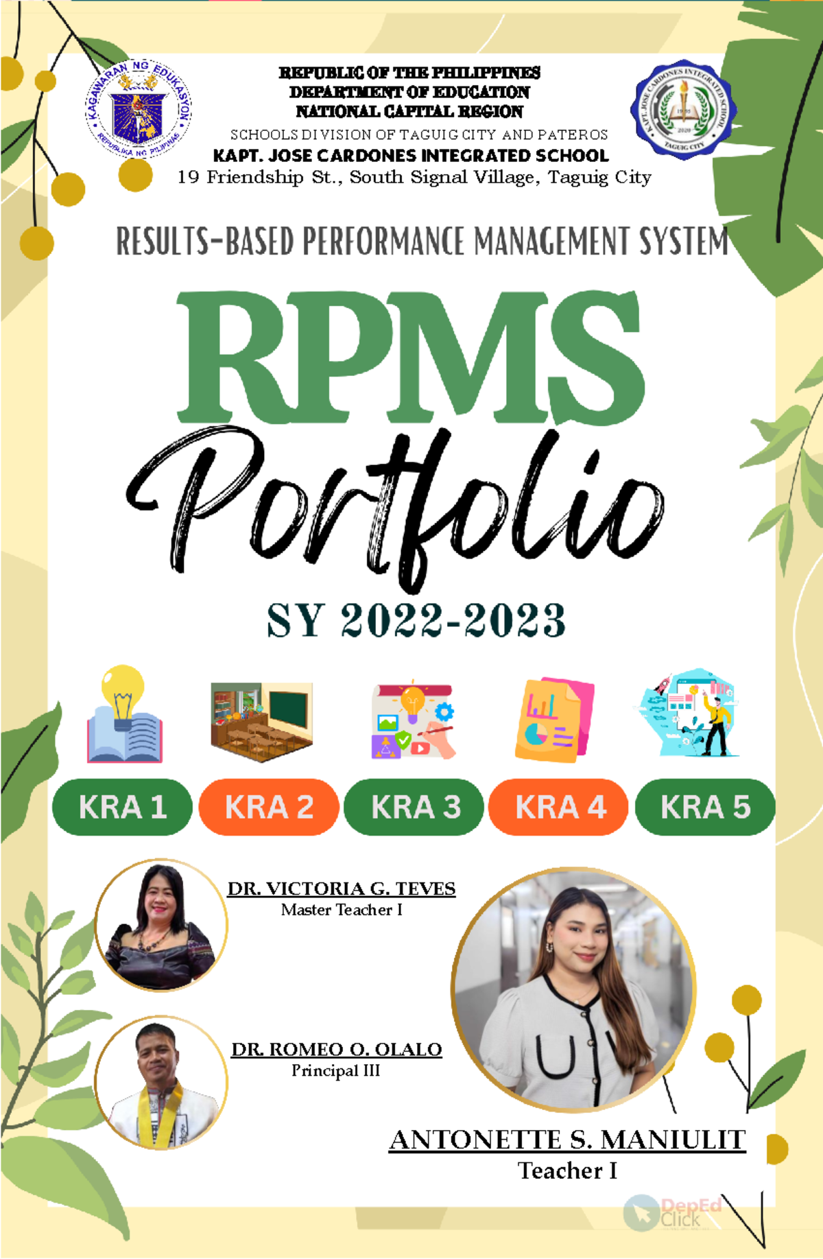 E-RPMS Portfolio 2023- Sample - ANTONETTE S. MANIULIT Teacher I DR ...
