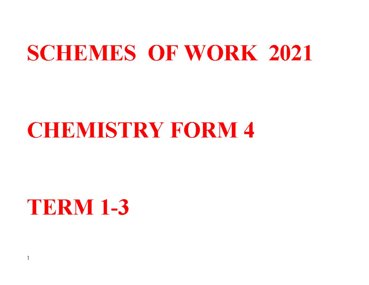 Cre schemes form 4 - ASSIGNMENT - SCHEMES OF WORK CHEMISTRY FORM TERM 1 ...