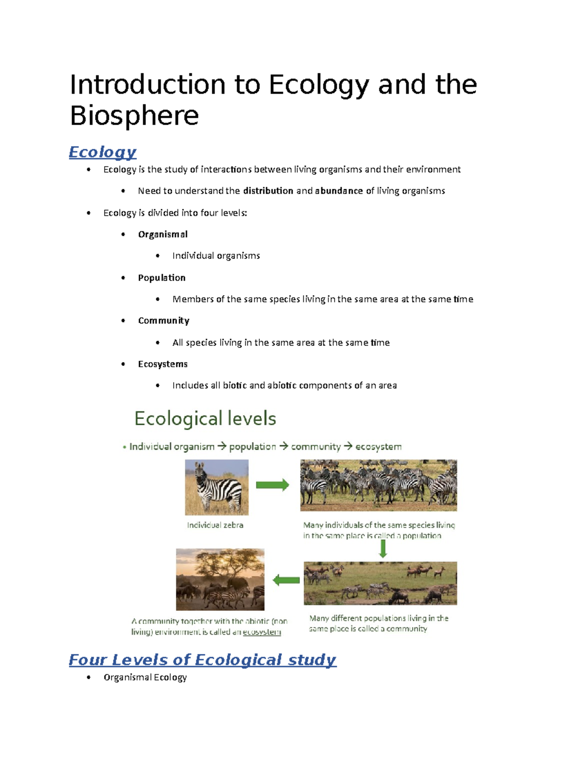 Introduction to Ecology and the Biosphere - Introduction to Ecology and ...