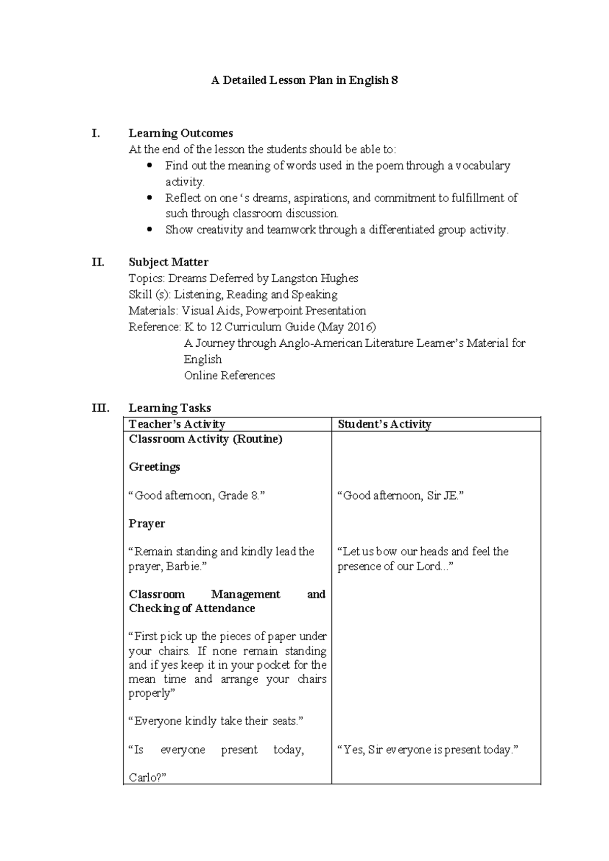 Final Lesson PLAN IN English (DEMO) - A Detailed Lesson Plan in English ...