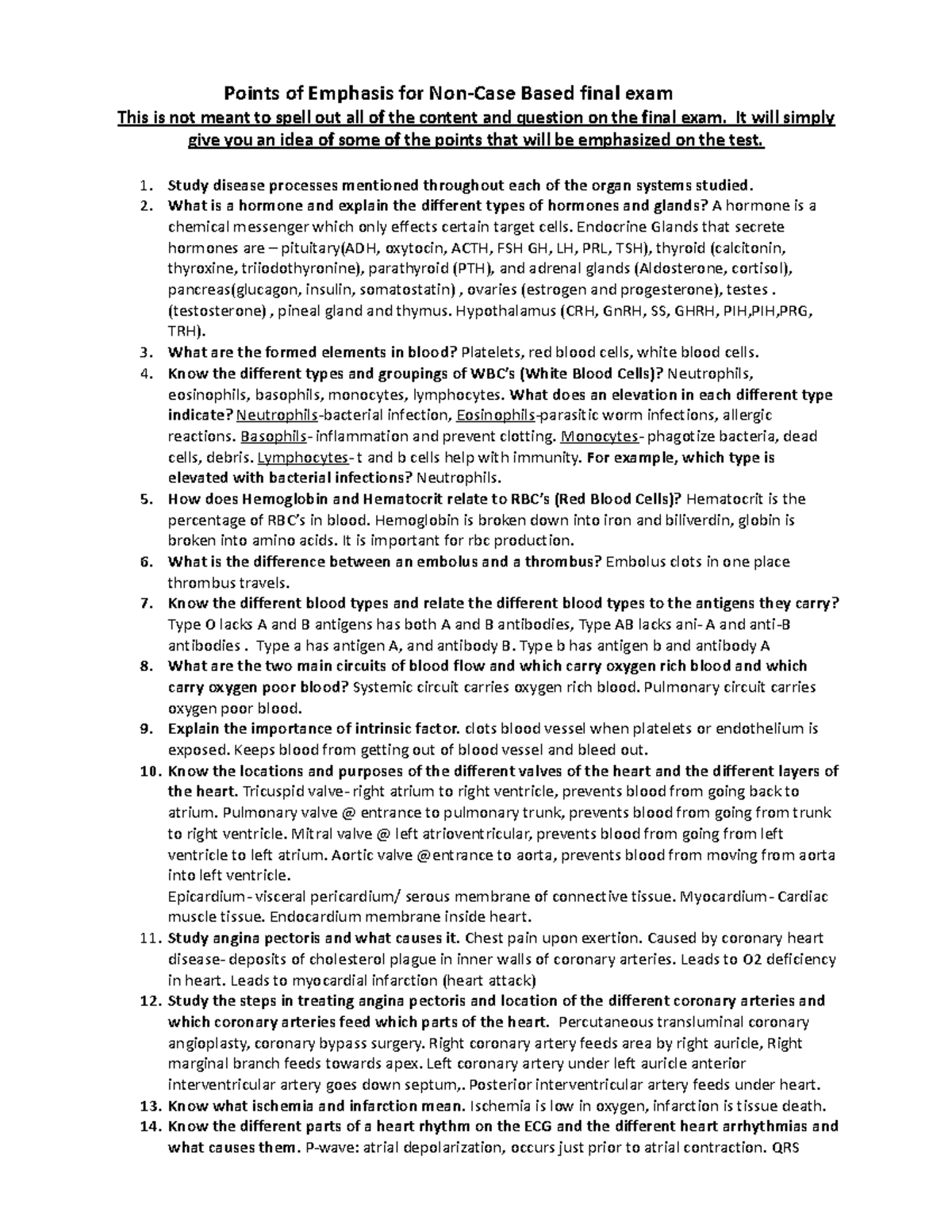 Points of Emphasis for Non Case Based - Points of Emphasis for Non-Case ...