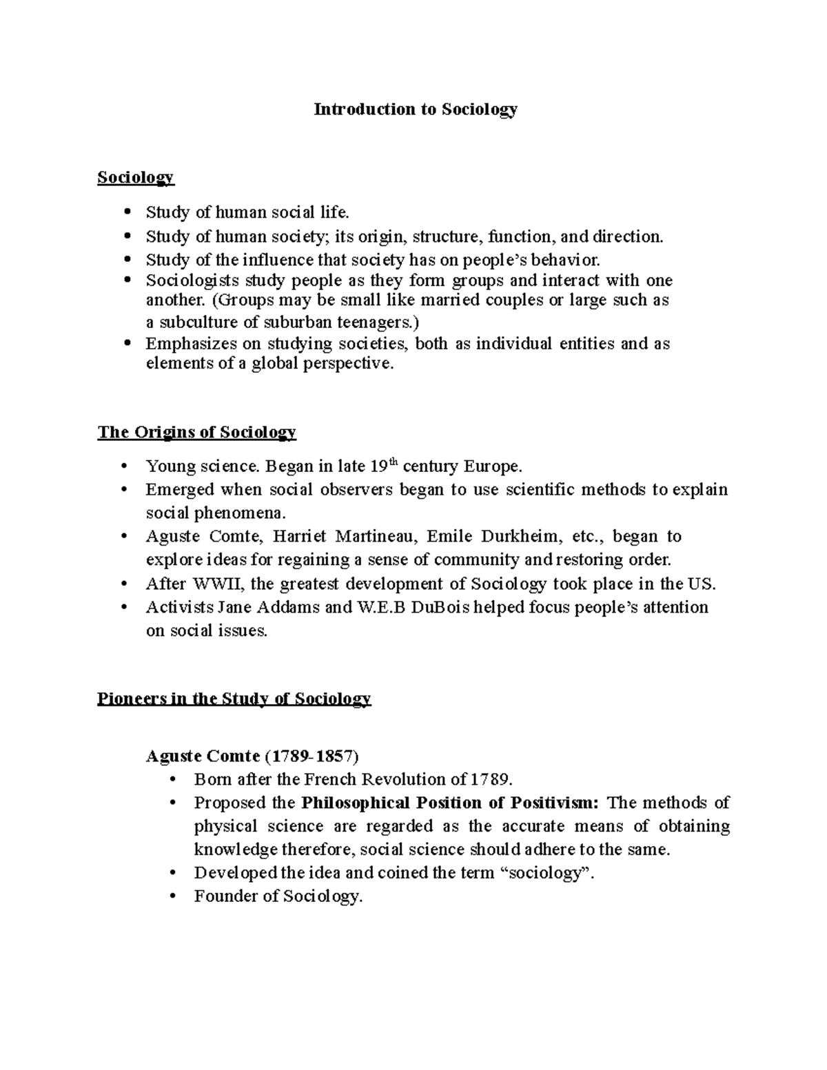 Introduction to Sociology - Introduction to Sociology Sociology Study ...