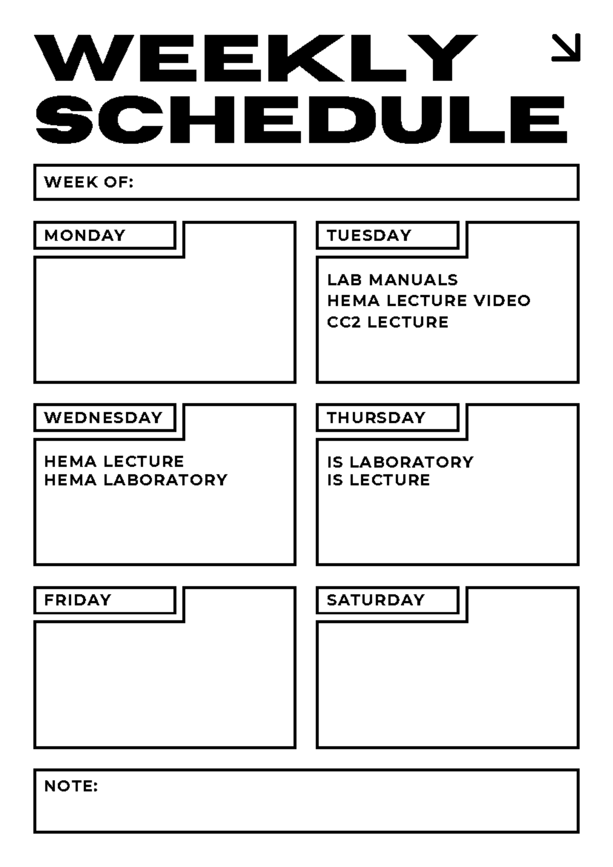 White Simple Modern Weekly Schedule Planner - Introduction To ...
