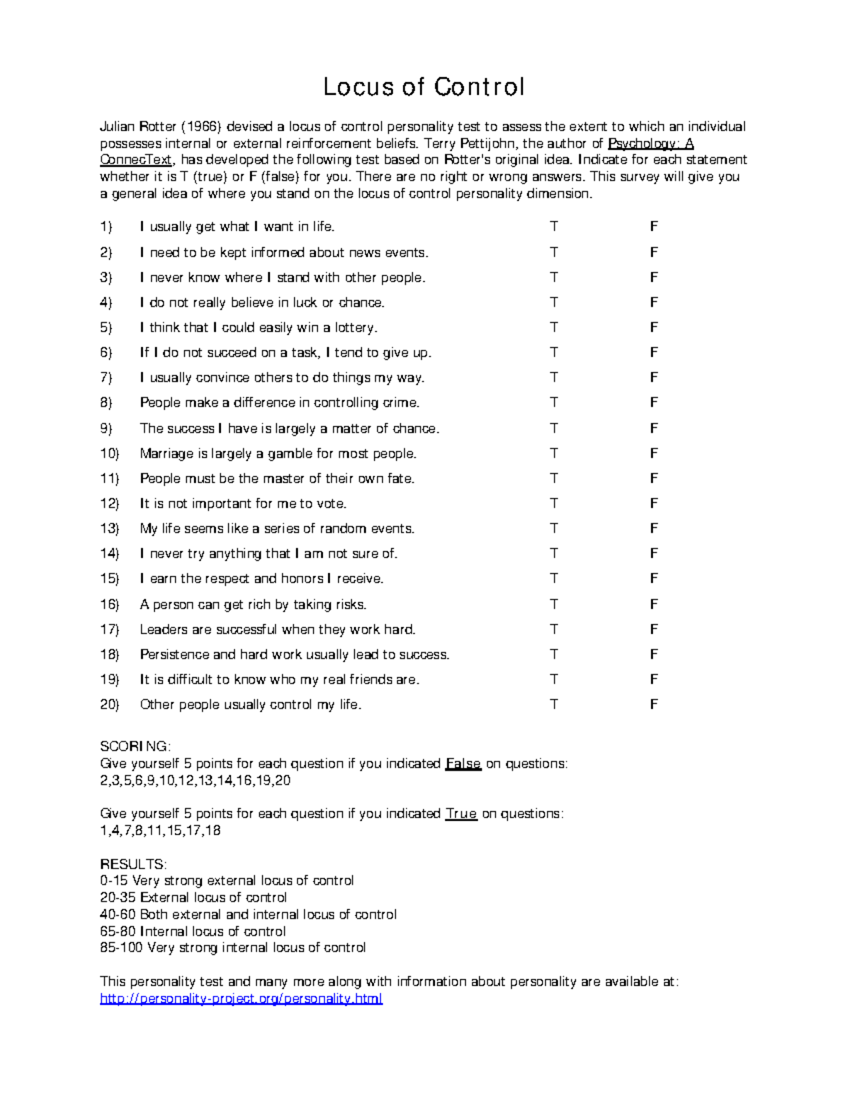 Locus-of-Control - jjkkkjj - Locus of Control Julian Rotter (1966 ...