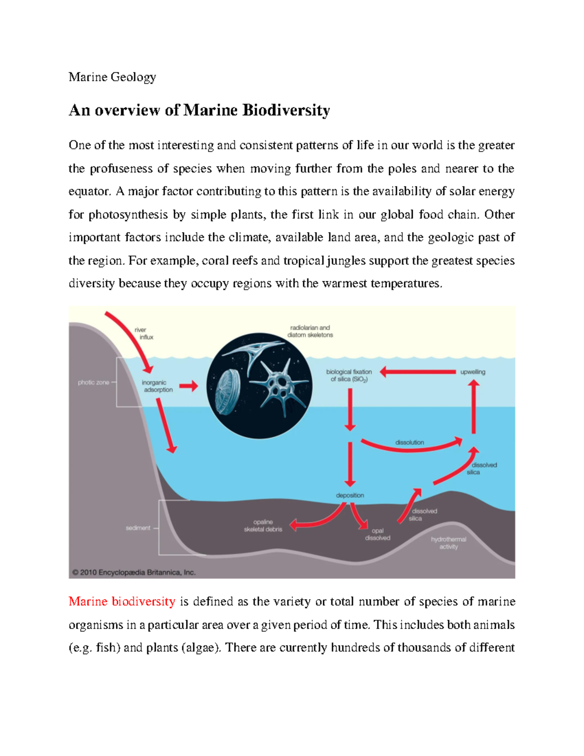 An overview of Marine Biodiversity - Marine Geology An overview of ...