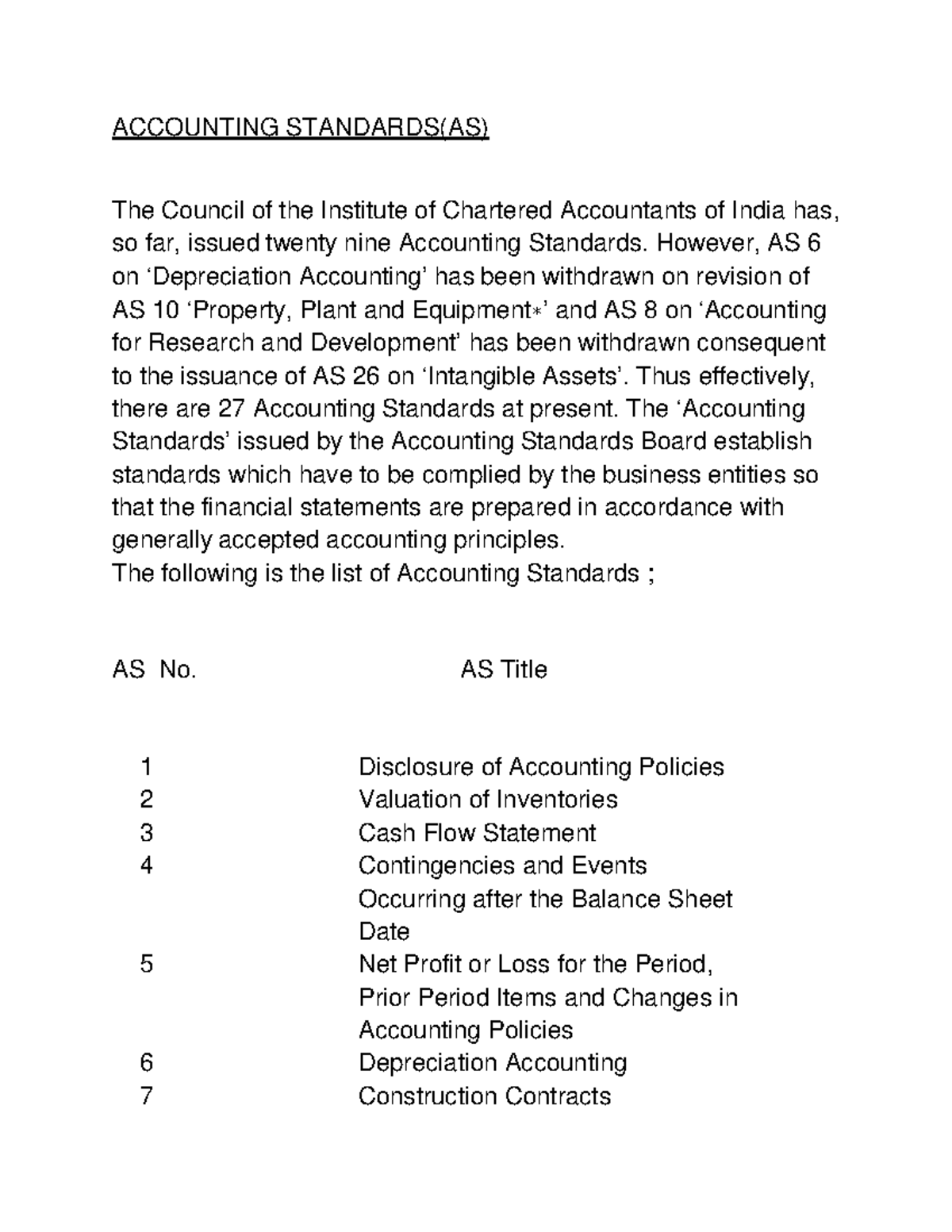 Accounting Standards (AS) - ACCOUNTING STANDARDS(AS) The Council of the ...