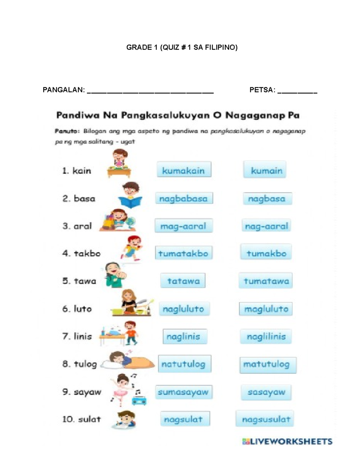 Grade 1 QUIZ 1 - BSEd Social Studies - GRADE 1 (QUIZ # 1 SA FILIPINO ...
