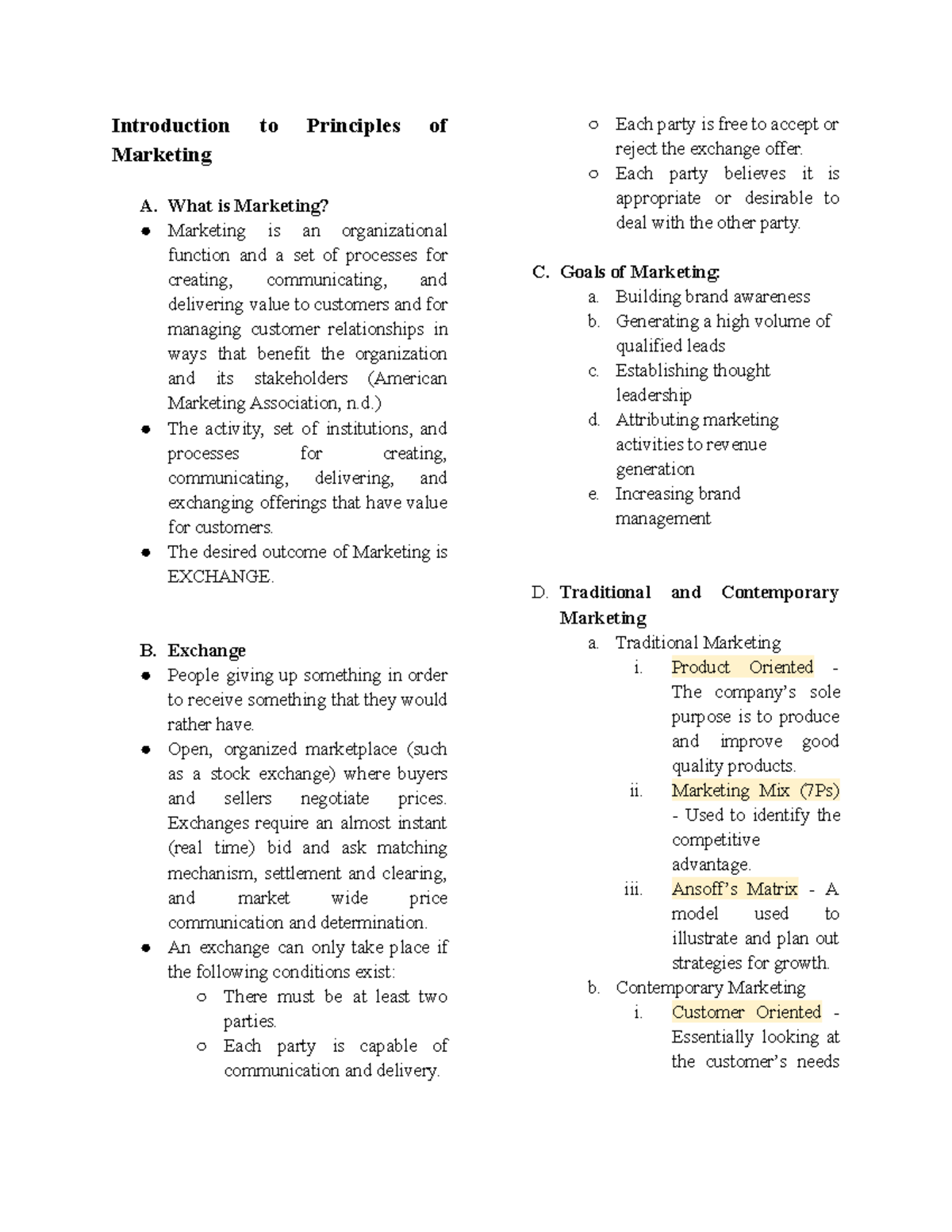 Introduction to Principles of Marketing - What is Marketing? Marketing ...