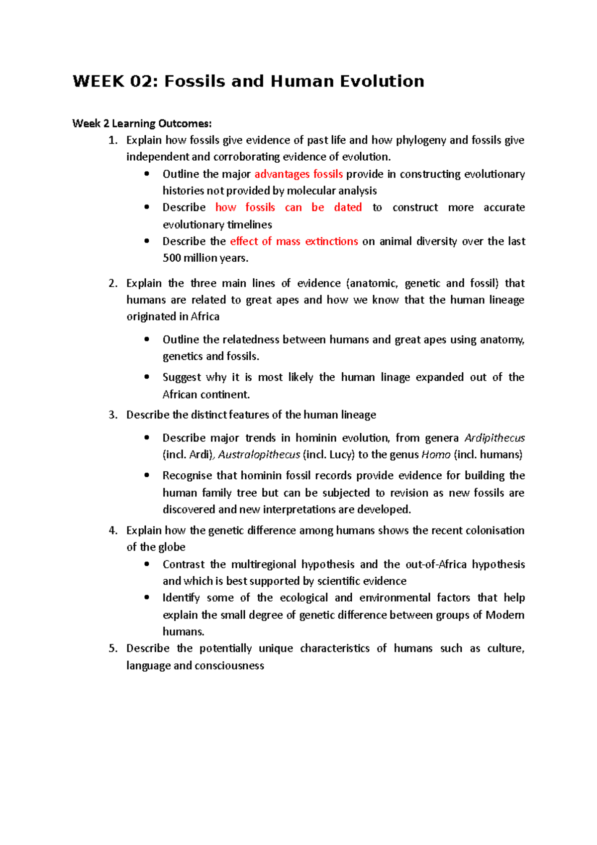 Week 2 - Fossils and Human Evolution - WEEK 02: Fossils and Human ...