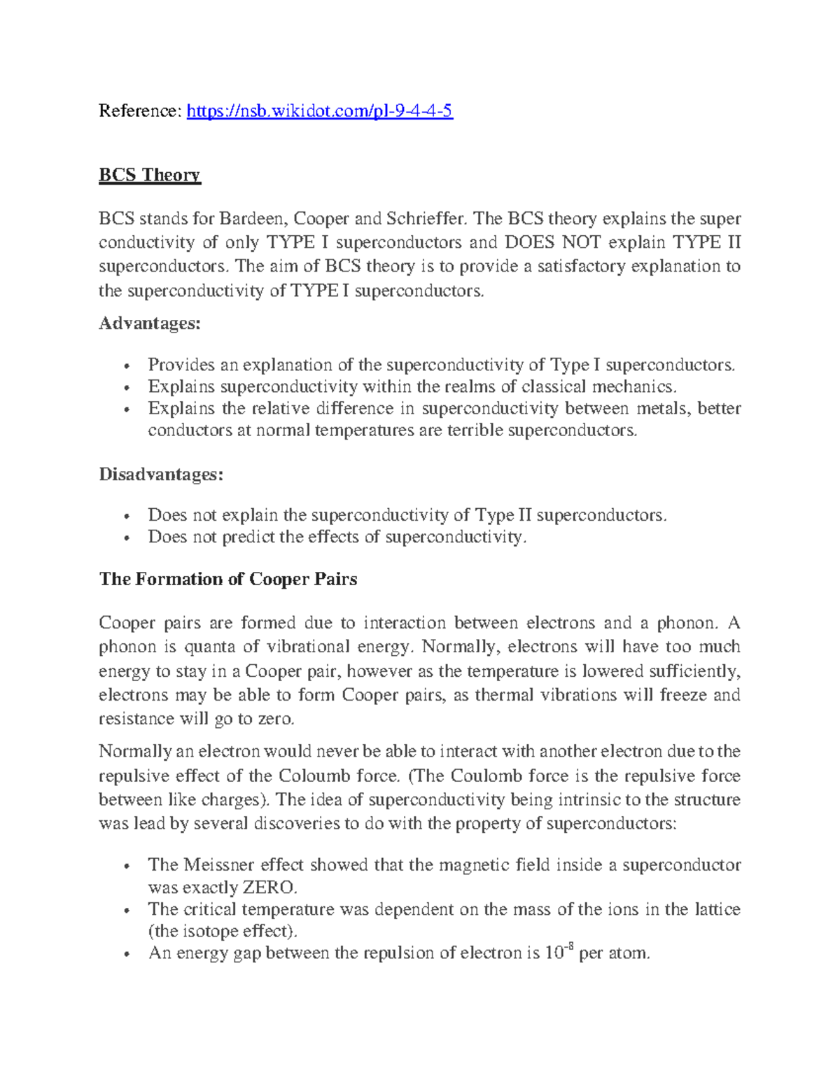 BCS Theory - These are the last minute revision notes given by the ...