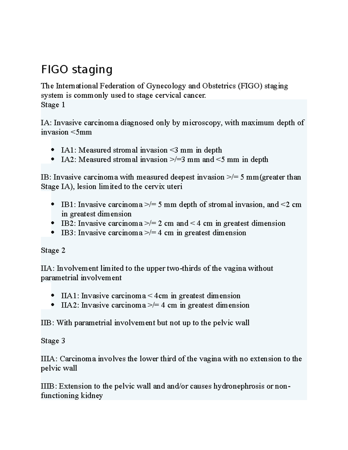 FIGO staging in cervical cancer - FIGO staging The International ...
