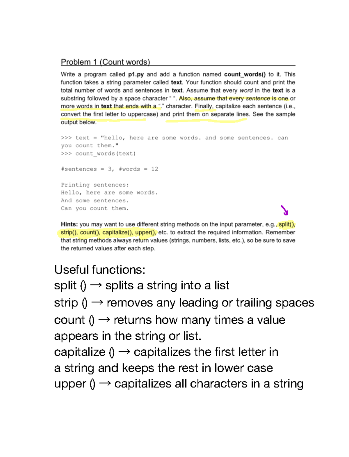 T7 demo - tutoria; - I Useful functions: split () → splits a string ...