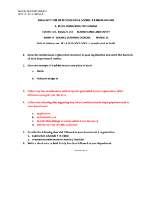 Assignment 1 - BITS Pilani, WILP Program Assignment Student Name ...