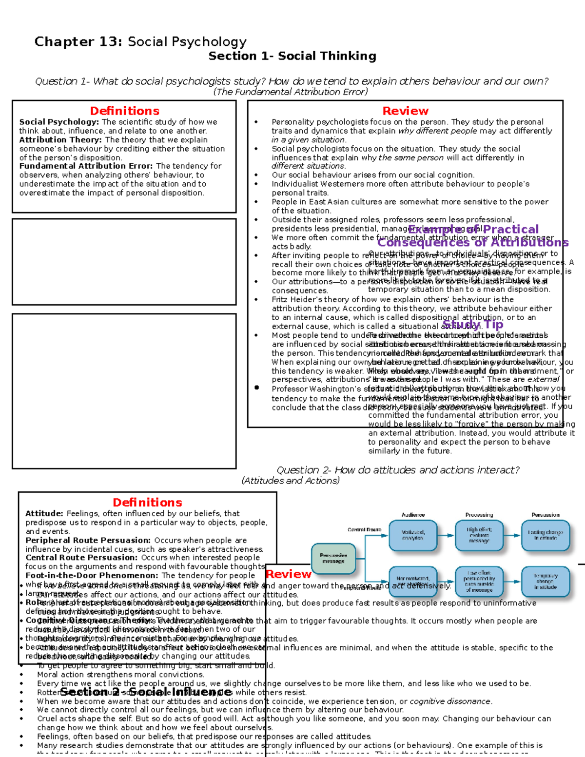 Chapter 13- Social Psychology - Section 1- Social Thinking Question 1 ...