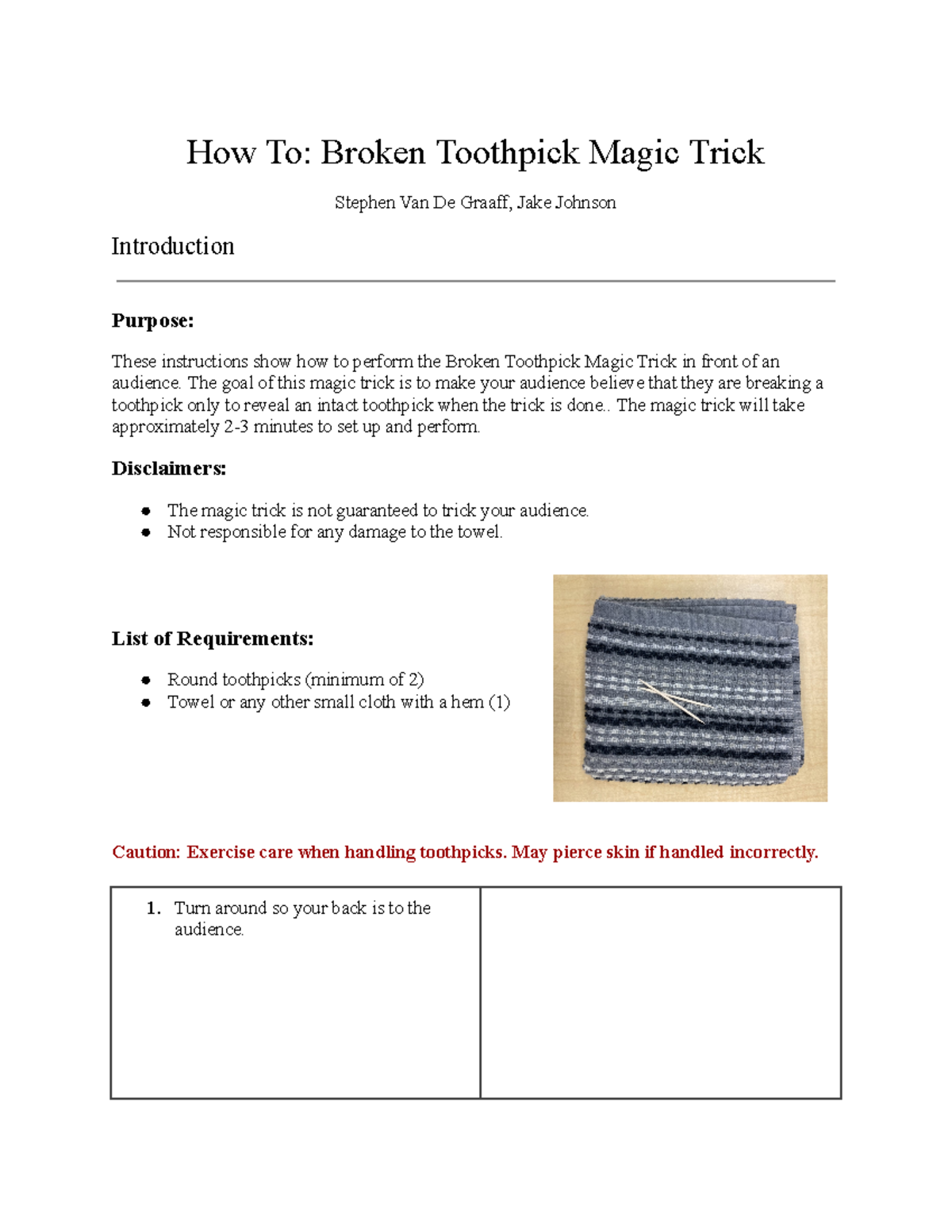 Instruction Set - Google Docs - How To: Broken Toothpick Magic Trick ...