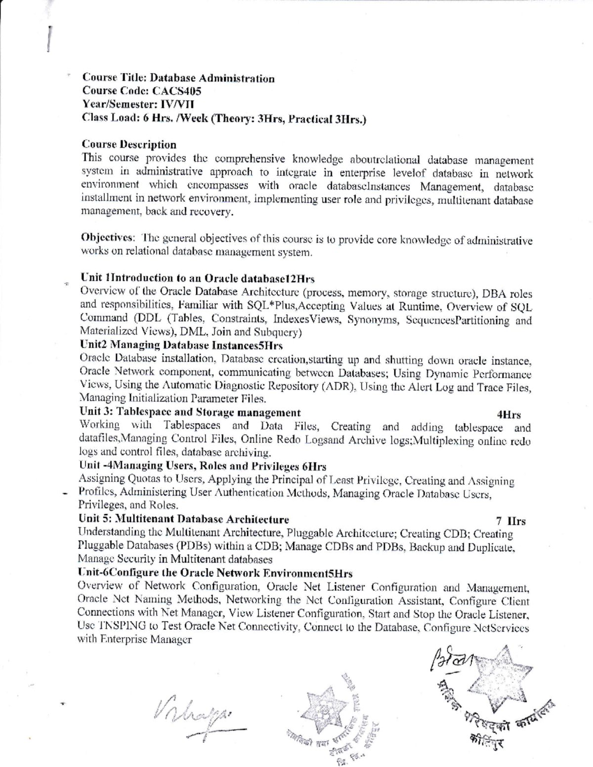 Seventhsem elective databaseadministration - Bachelors of computer application - Studocu