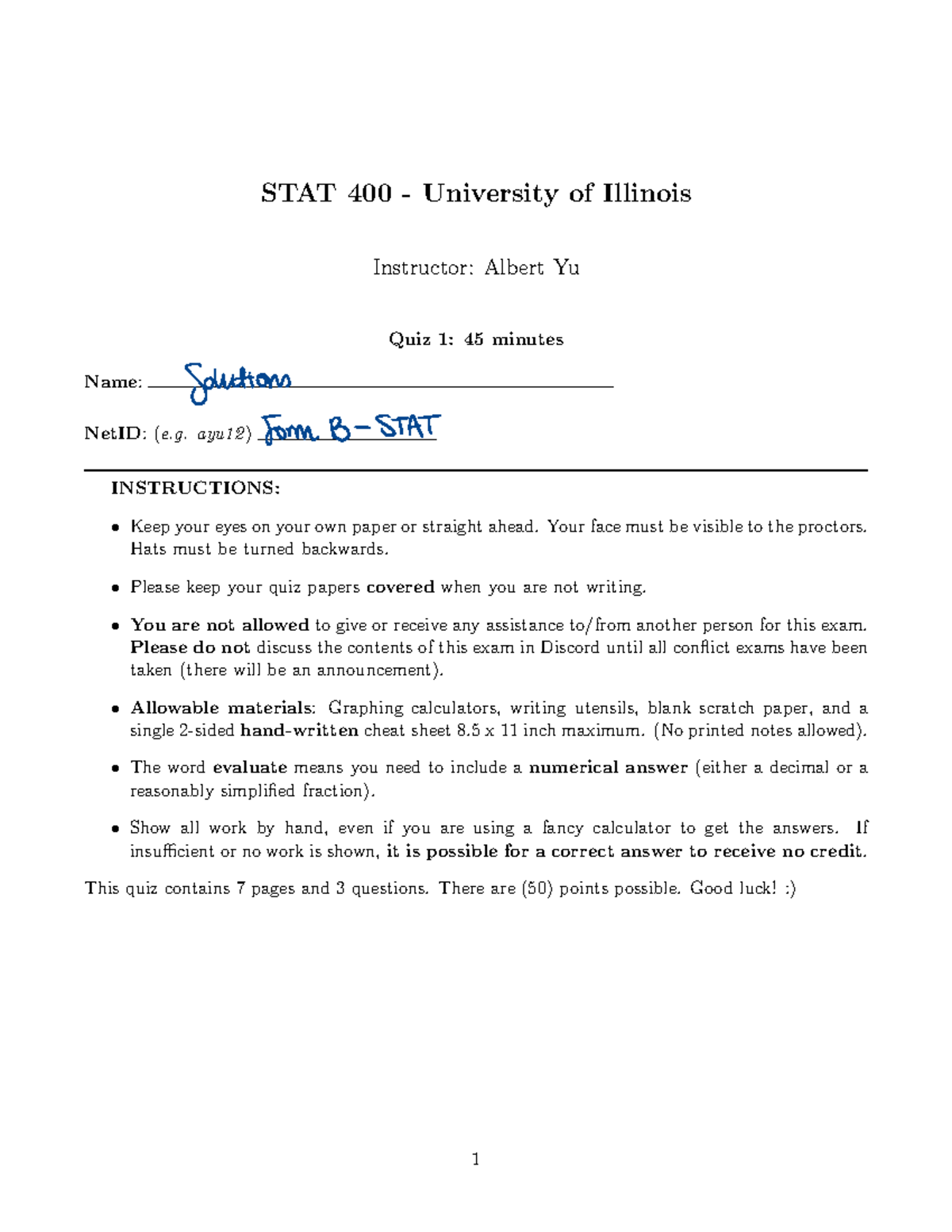 S23 Q1 B 1 Sol - 657sample - STAT 400 - University of Illinois ...