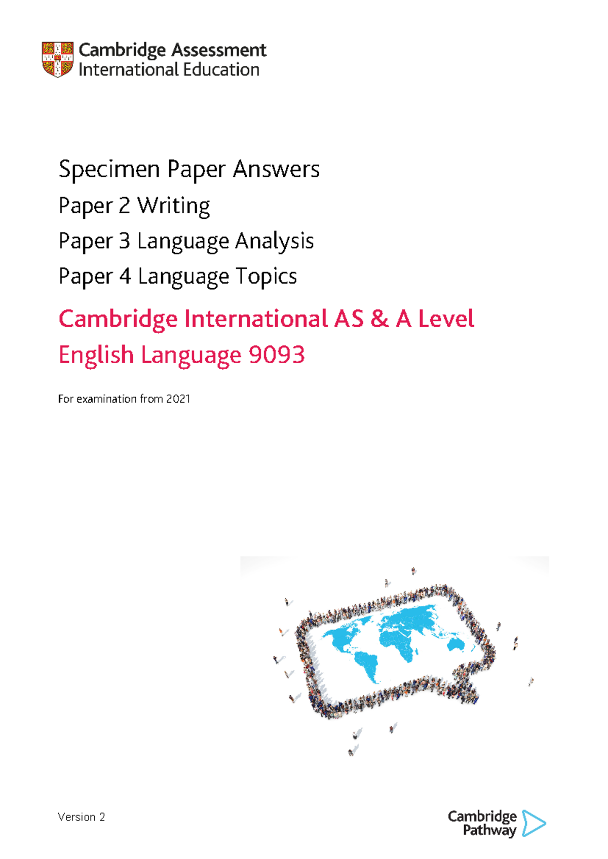 9093 English Language Paper 2 Specimen Answers - Version 2 Paper 2 ...
