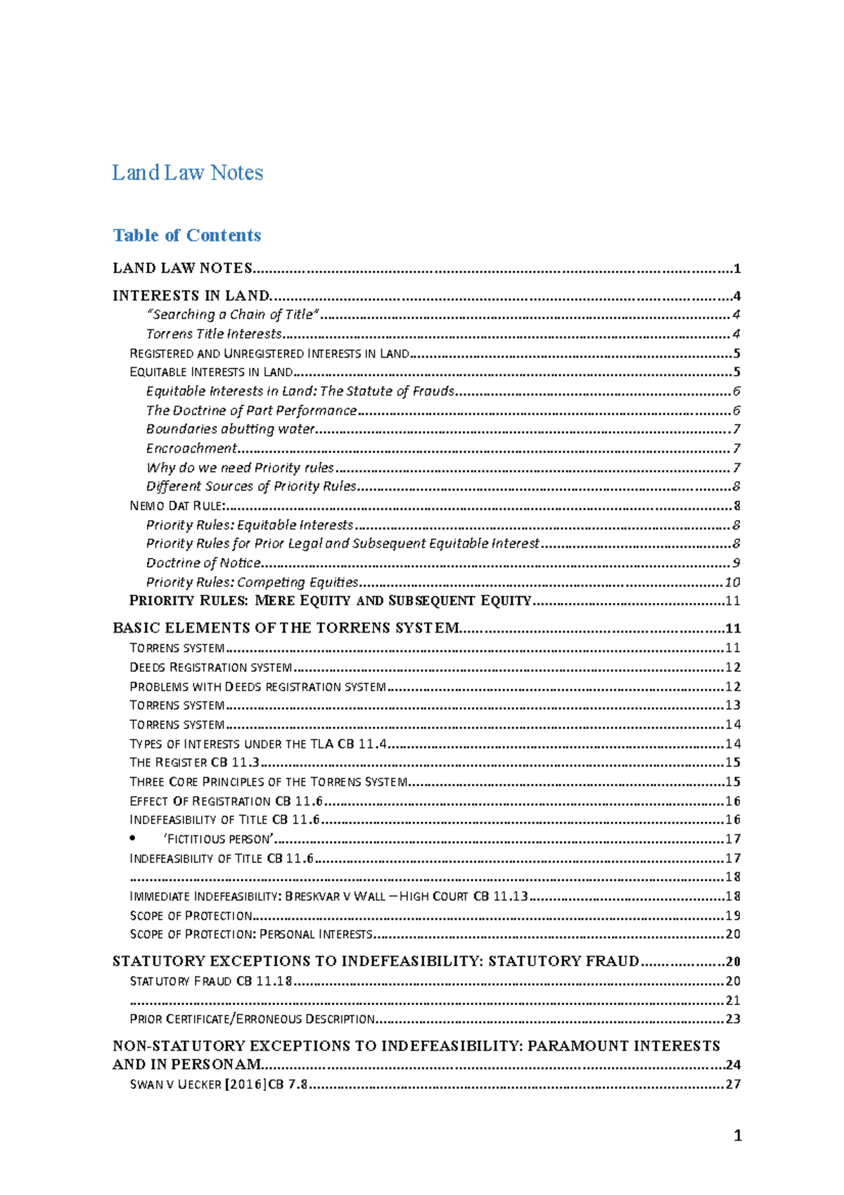 Land Law notes - Land Law Notes LAND LAW - Studocu