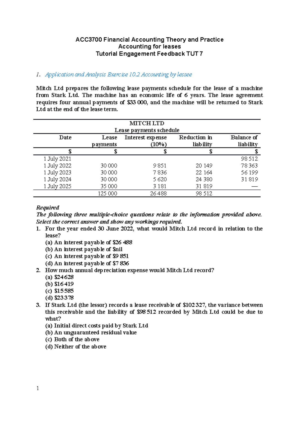 TUT 7 Solutions - ACC3700 Financial Accounting Theory and Practice ...