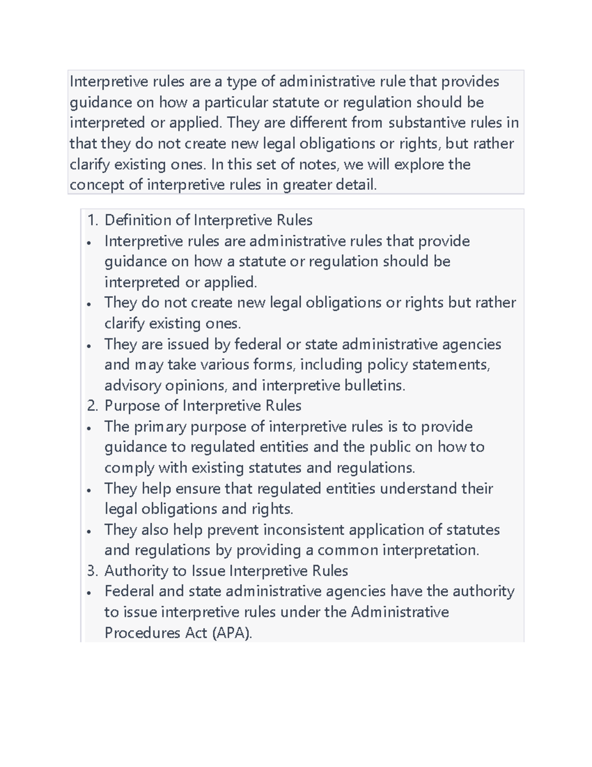 Interpretive Rules - Notes - Interpretive rules are a type of ...