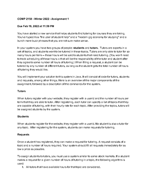 Comp-2150 - Jdjdis - COMP 2150 – Object Orientation Course Description ...