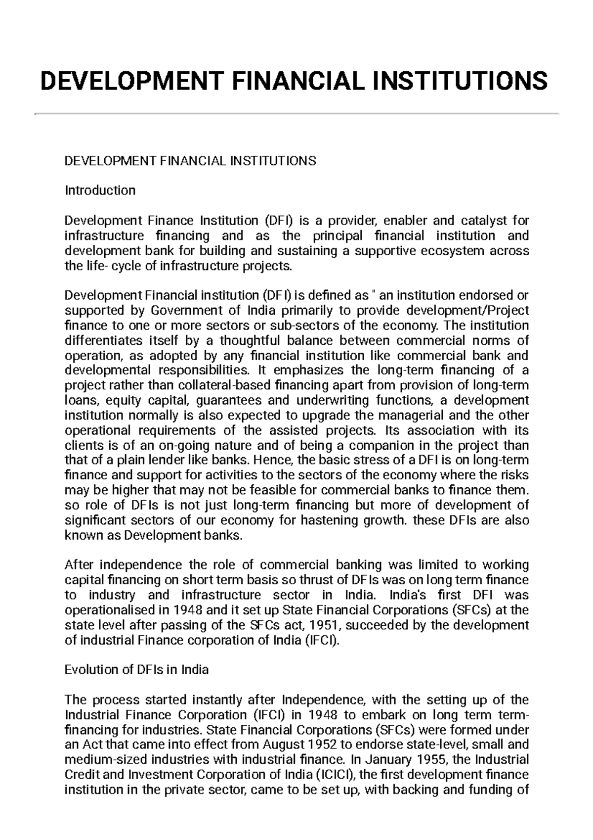 Meaning, Evolution and Classification of Development Financial ...