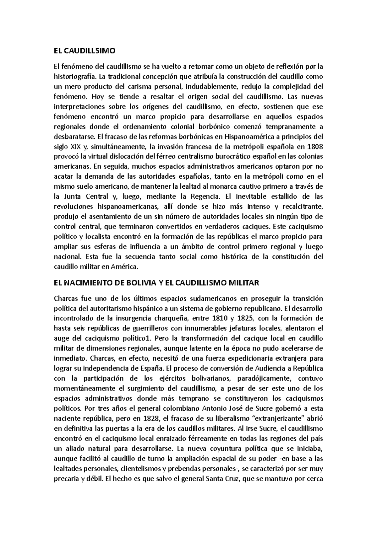 Gobiernos Caudallistas - EL CAUDILLSIMO El fenómeno del caudillismo se ...