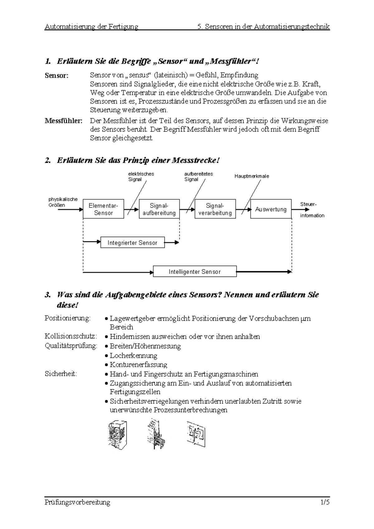 5. Sensoren in der Automatisierungstechnik - 1. Erläutern Sie die ...
