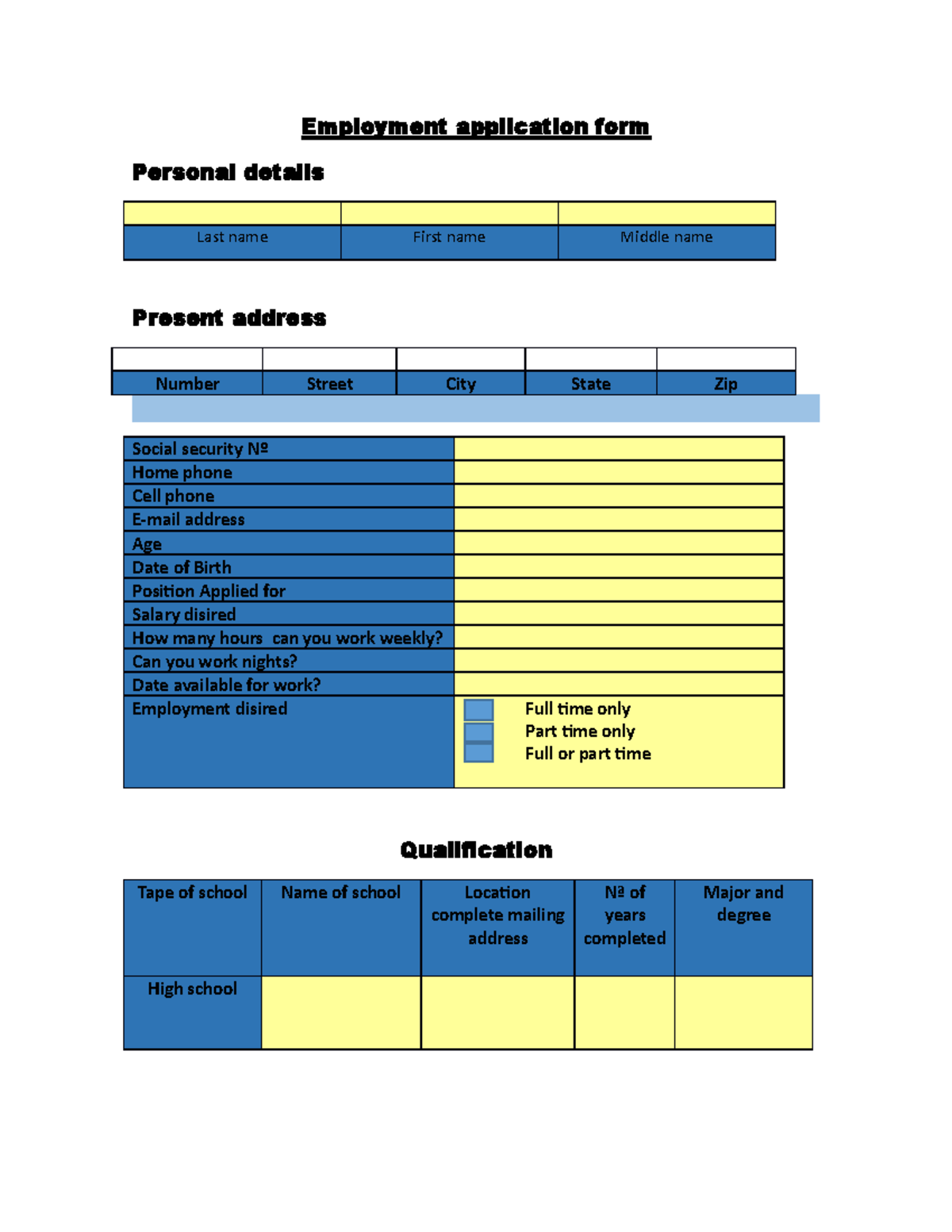 job application - Employment application form Personal details Last ...