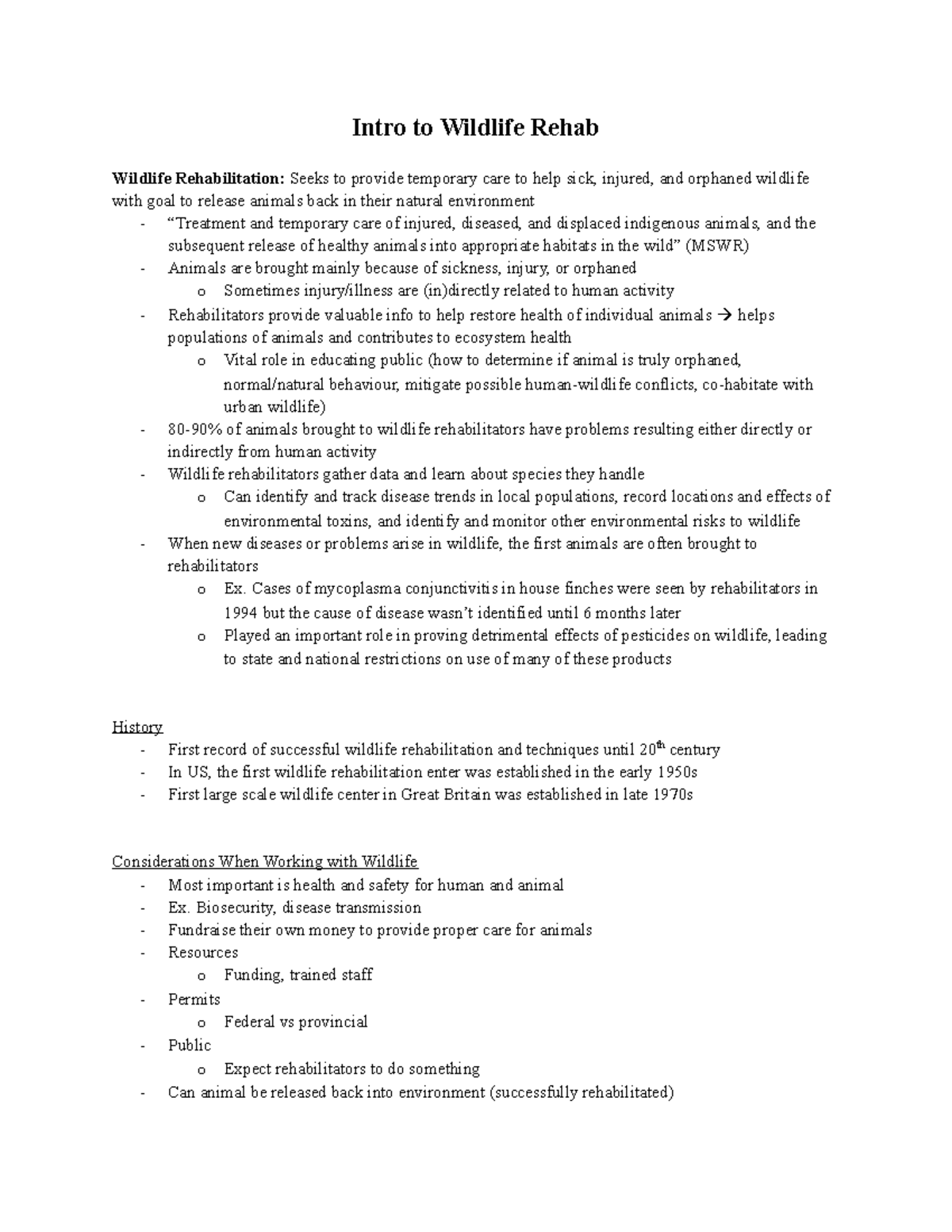 Intro to Wildlife Rehab - Intro to Wildlife Rehab Wildlife ...