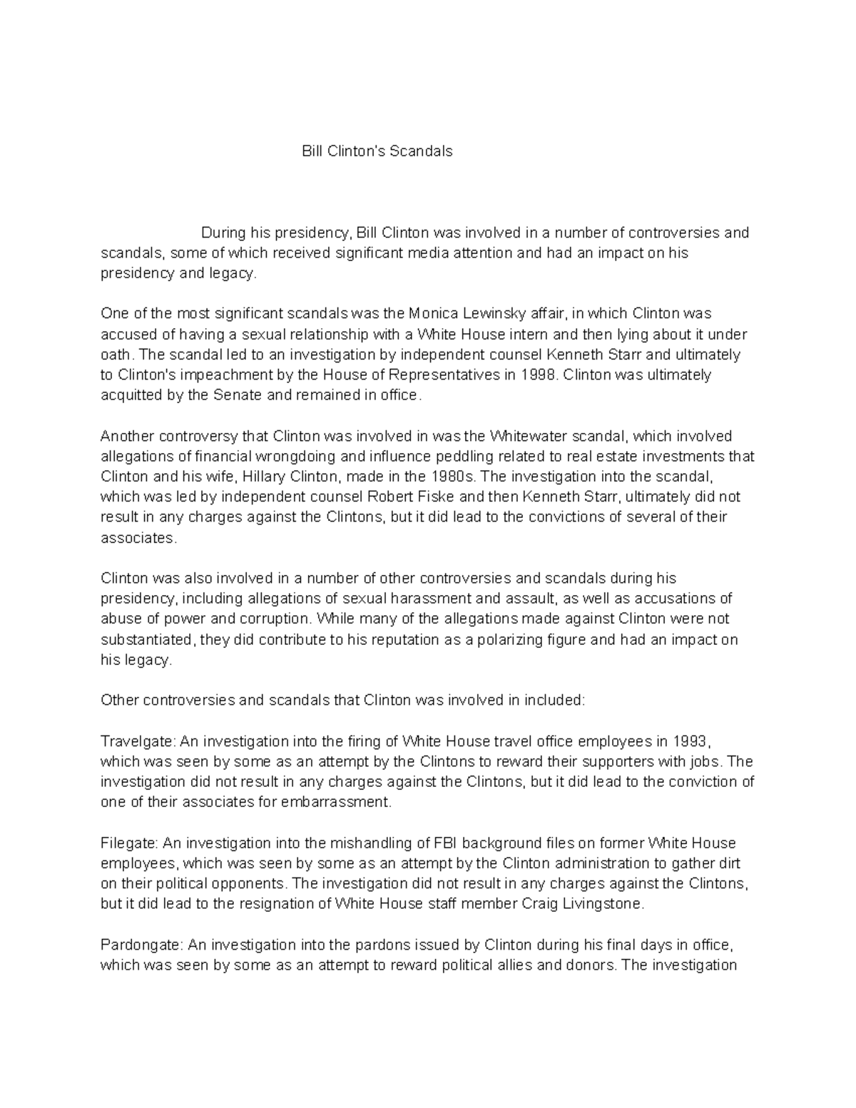 Bill clinton's scandals - Bill Clinton’s Scandals During his presidency ...