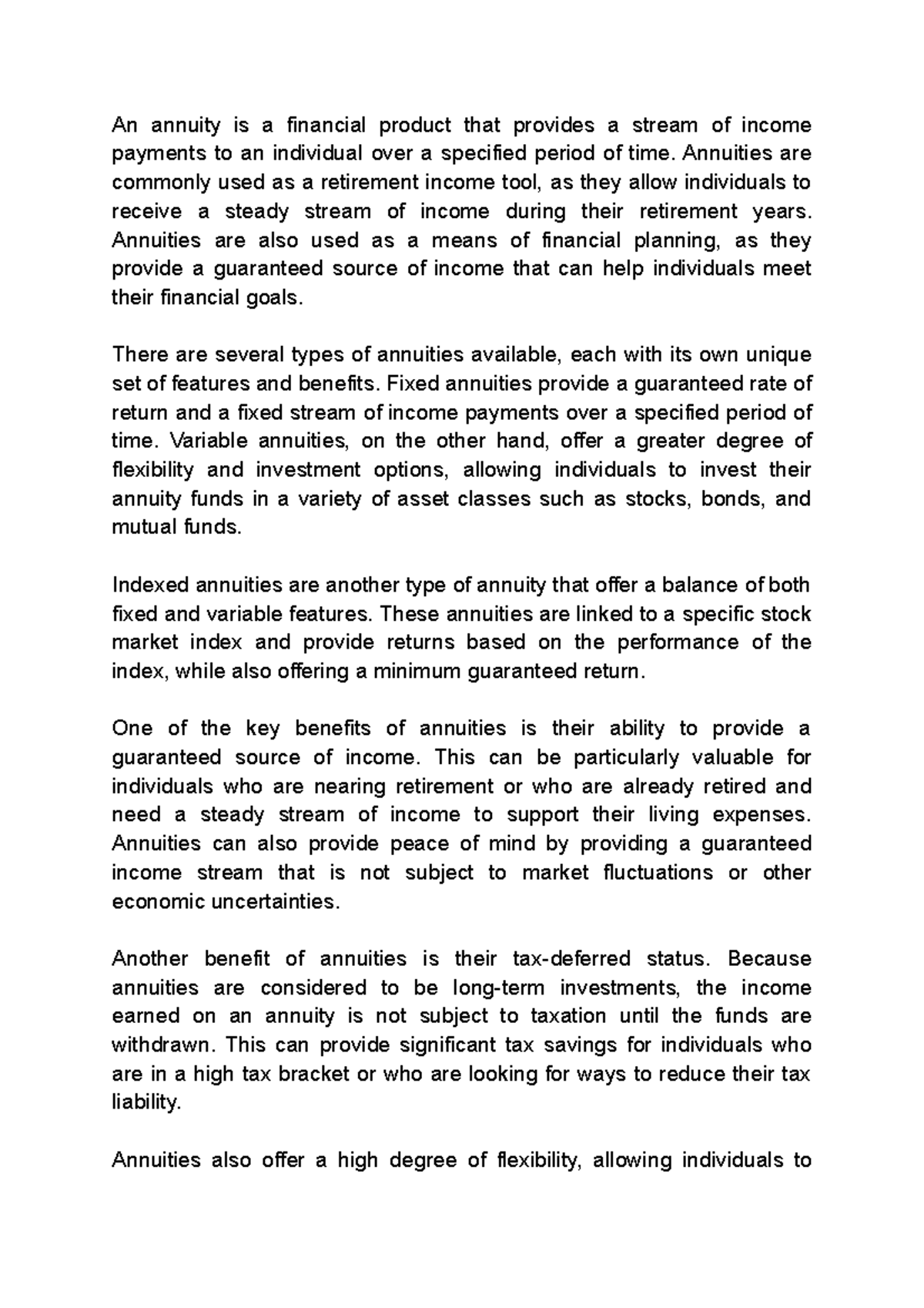 Lecture Notes Annuities Fundamentals of Finance - An annuity is a ...