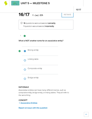 Introduction to Relational Databases CS1011 (SOPH-0047) Sophia Milestone 2 UNIT 2 - 22/25 that's ...