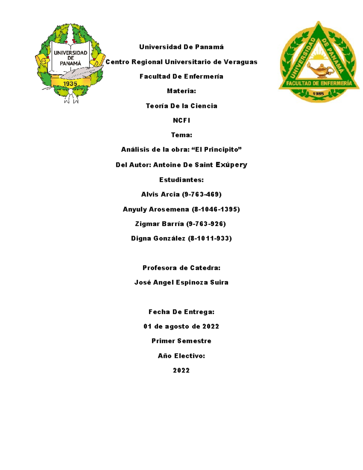 Analisis principito - Universidad De Panamá Centro Regional ...