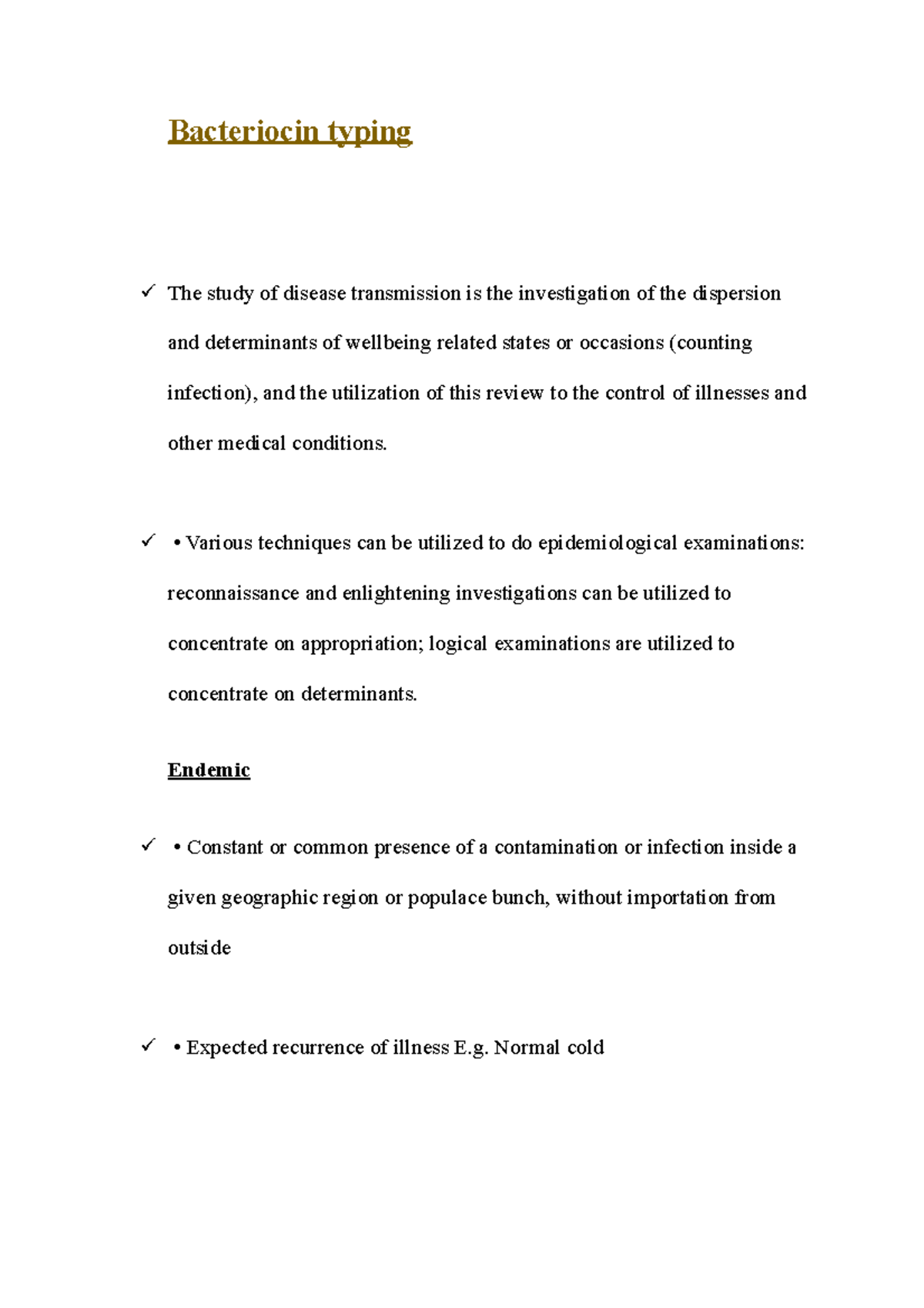 Bacteriocin typing - it is useful notes - Bacteriocin typing The study ...