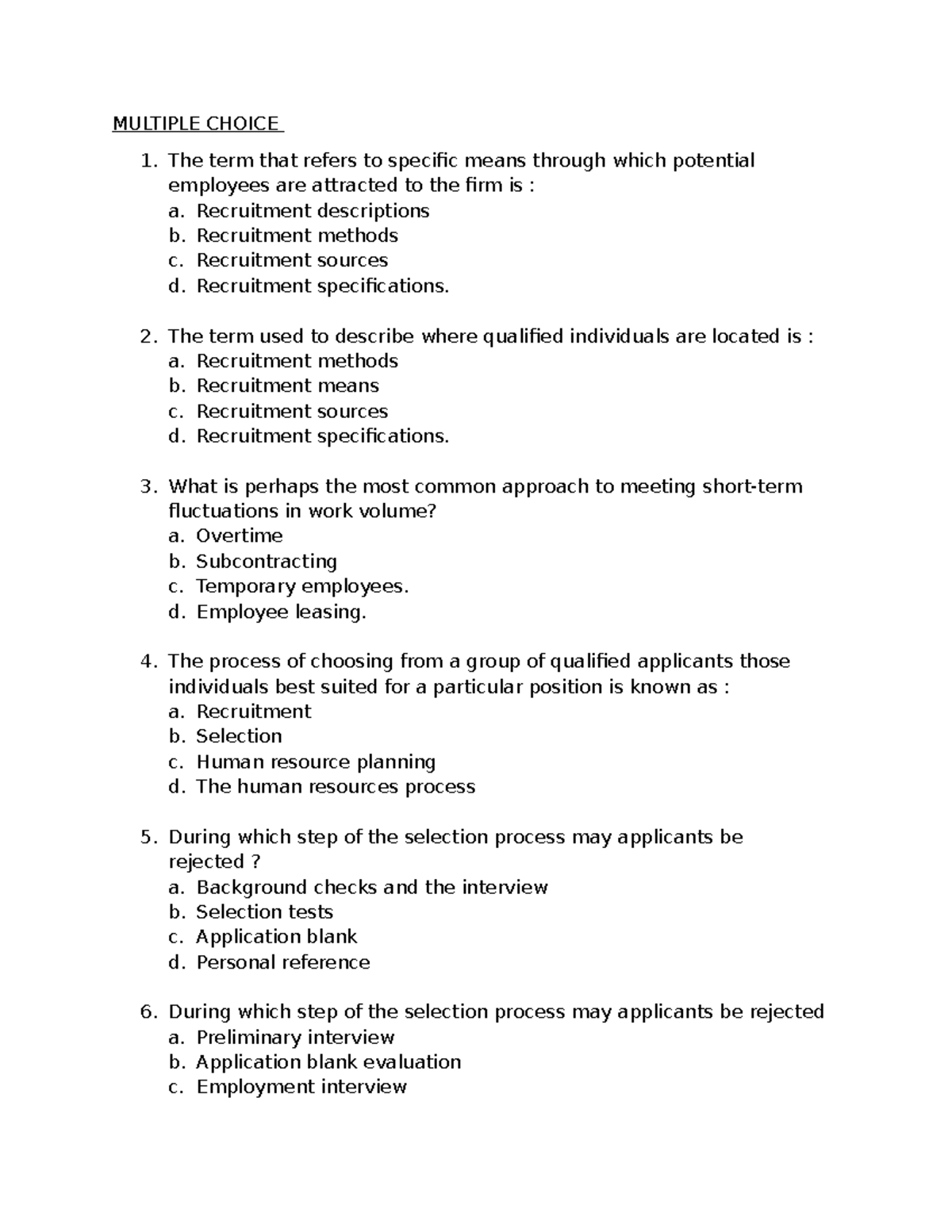 Multiple choice - to help better marks - MULTIPLE CHOICE The term that ...