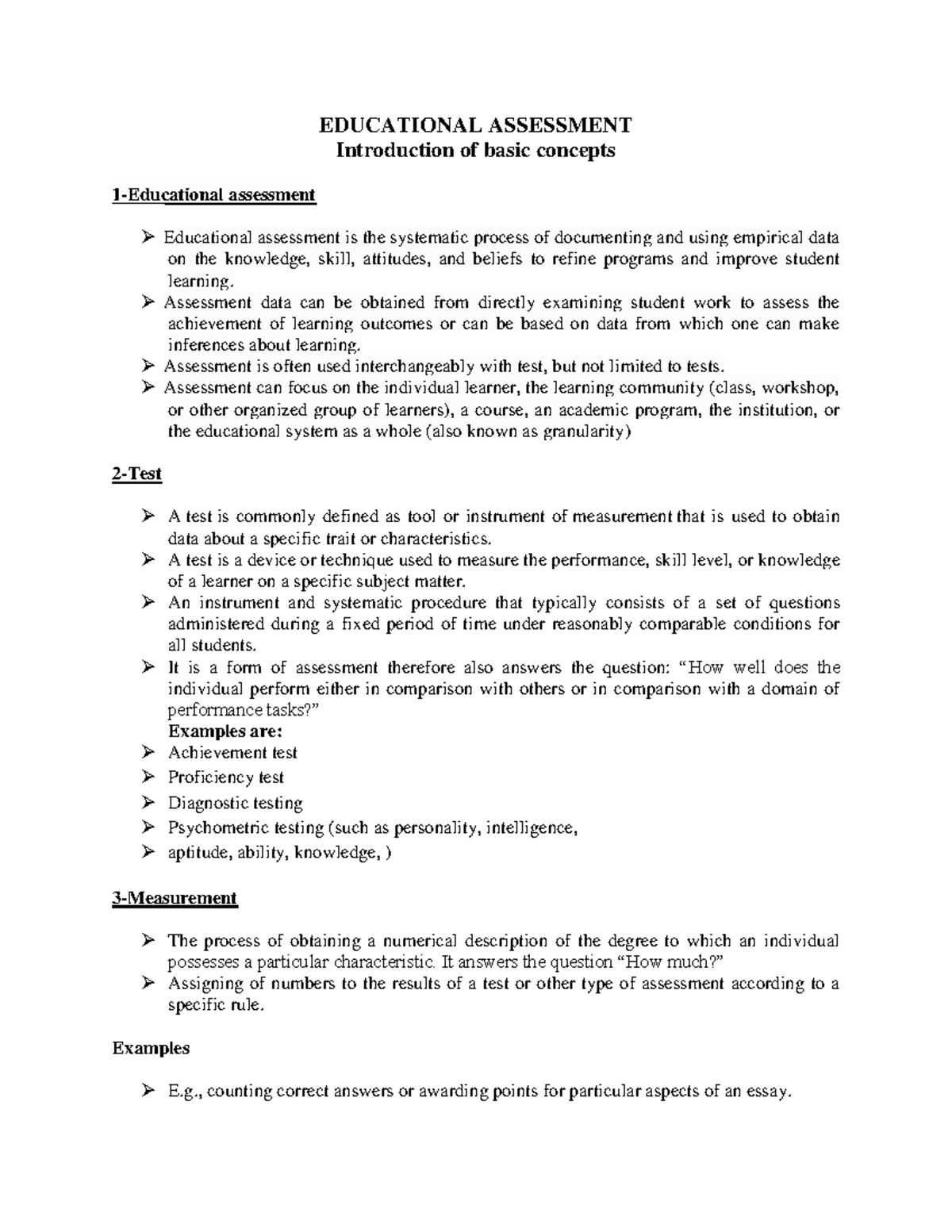 1.Intro to Basic - Lecture notes 1 - EDUCATIONAL ASSESSMENT ...