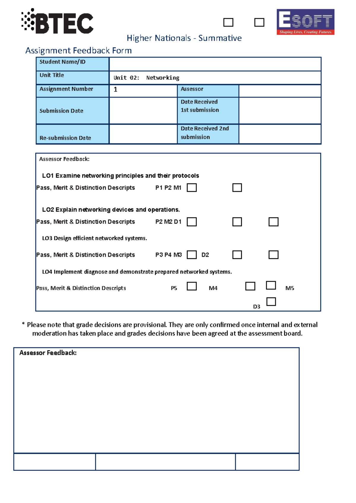 networking assig - Higher Nationals - Summative Assignment Feedback ...