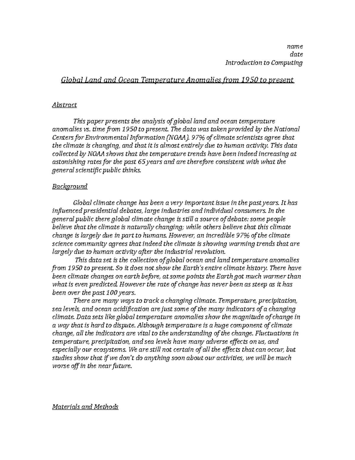 Project-paper - Final project tutorial taught by Professor Dajmanovic ...